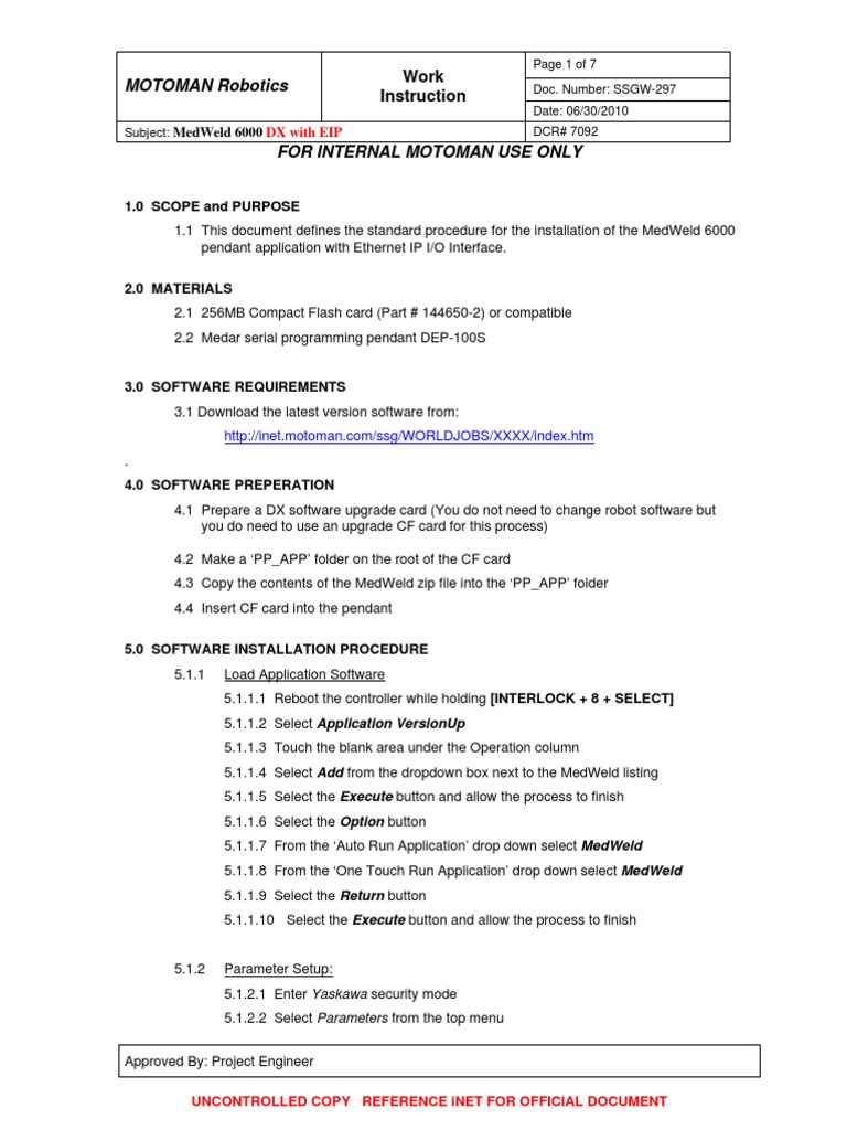 MOTOMAN Robotics: Work Instruction | Download Free PDF | Booting | Input/Output