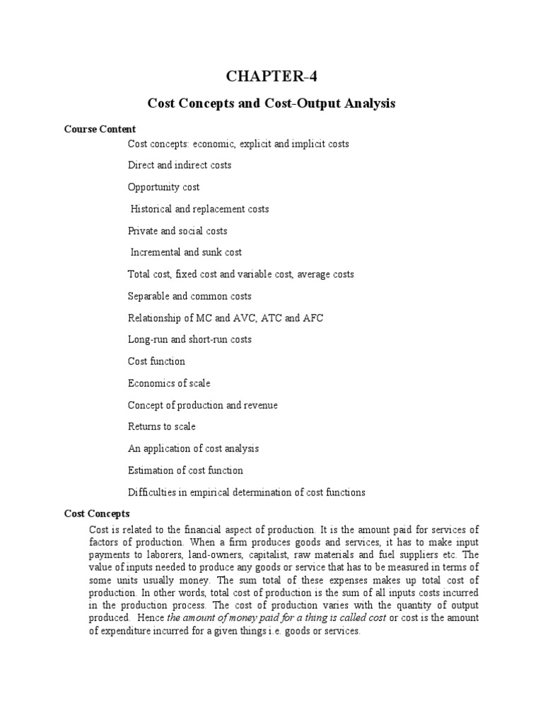 Economics Notes Nec CH - 4 Stu | PDF | Economies Of Scale | Average Cost