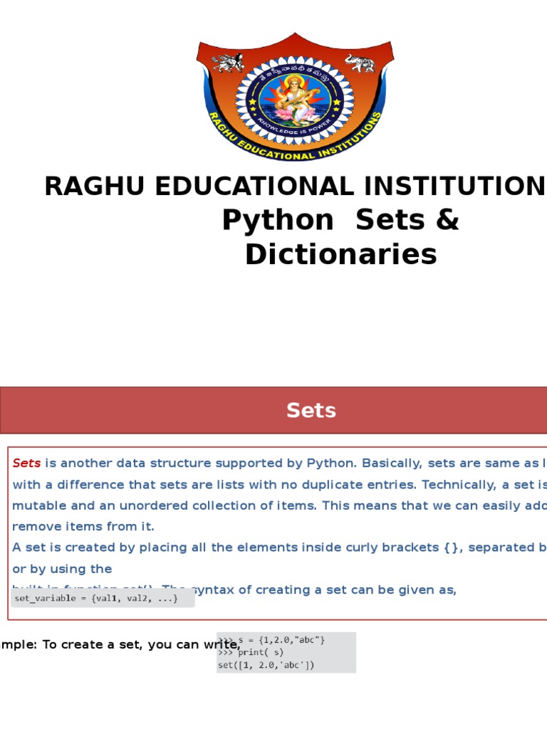 Sets and Dictionaries | PDF | Computer Engineering | Information ...