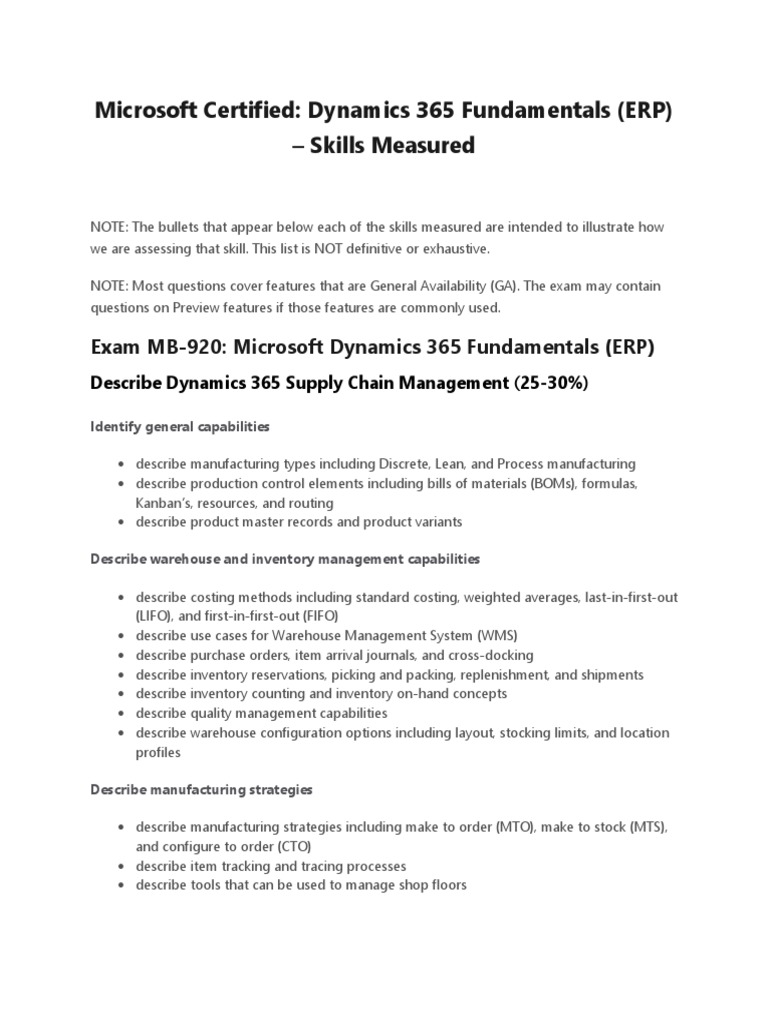 Dynamics 365 ERP Certification Overview | PDF | Accounts Payable ...