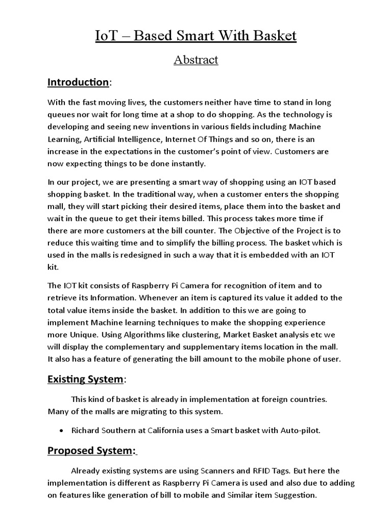 IoT-Based Smart Basket Abstract | PDF | Internet Of Things | Raspberry Pi