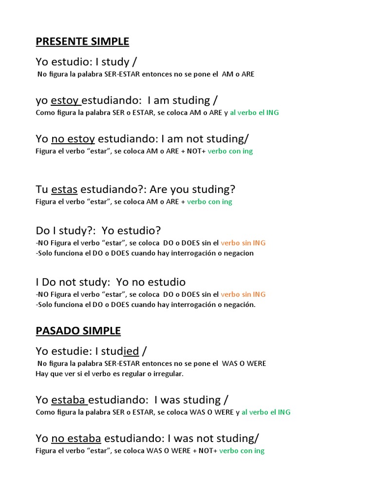 Presente Simple Pasado | PDF | Language Arts & Discipline | Foreign ...