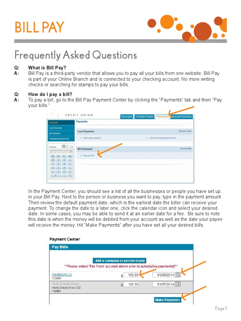 BILL PAY. Frequently Asked Questions | PDF | Payments | Cheque