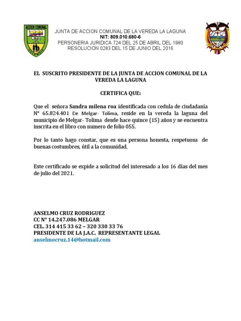 Certificado Sandra | PDF