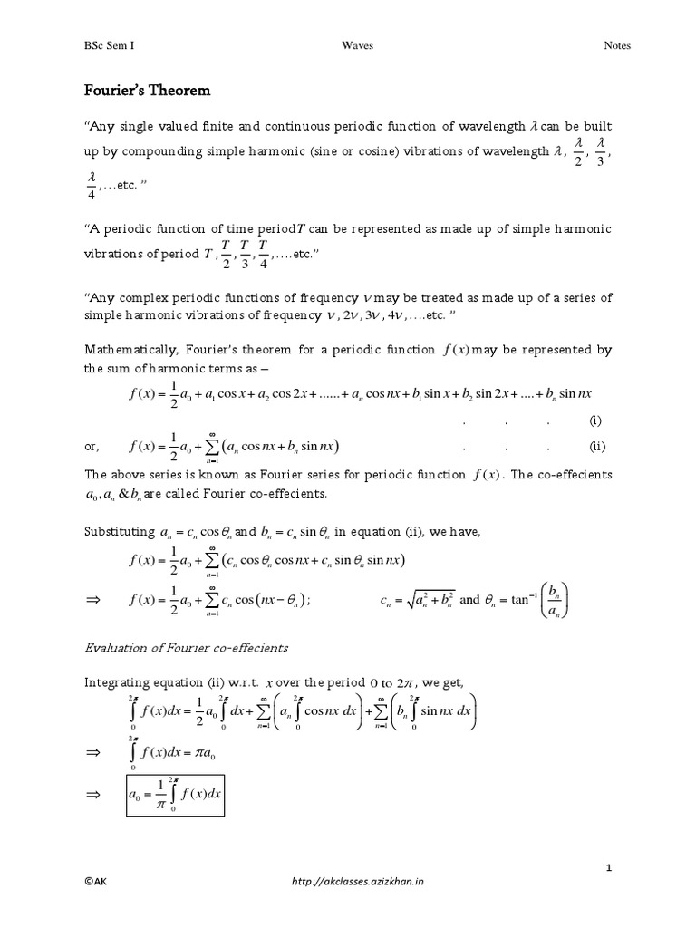 Fourier Theorem | PDF | Sine | Fourier Transform