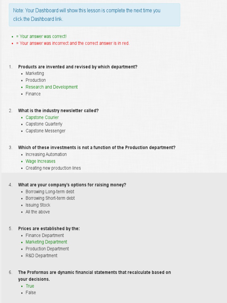 Capstone Quiz Answers And Results Pdf