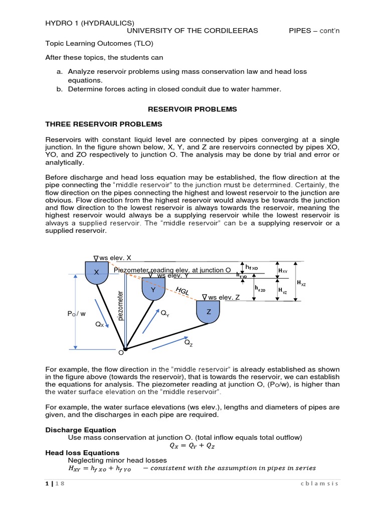 HYDRO 1 - Three Reservoir Problems and Water Hammer | PDF | Physical Sciences | Hydraulic ...