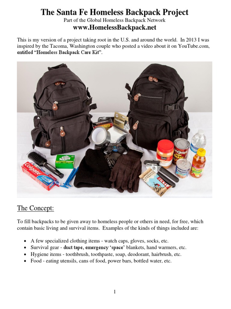 The Santa Fe Homeless Backpack Project | PDF
