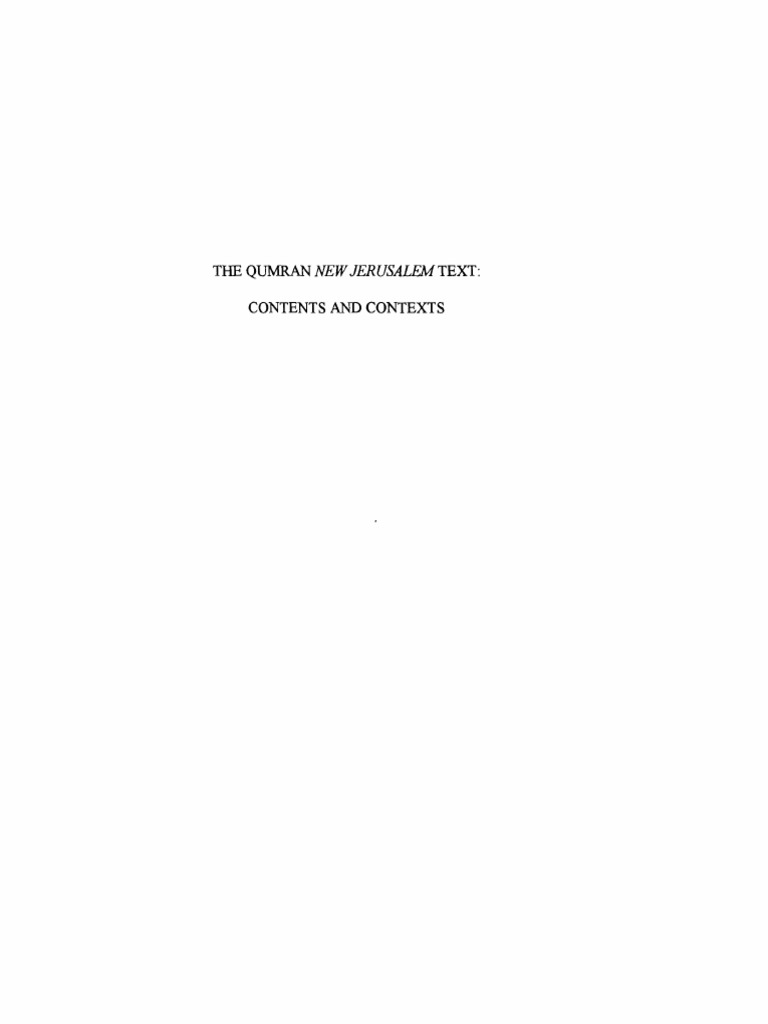 The Qumran Contents and Contexts: New Jerusalem | PDF | Dead Sea ...