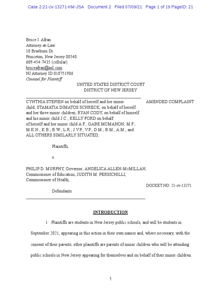 Amended Complaint Filed With ECF Stamp | PDF | Nonverbal Communication ...