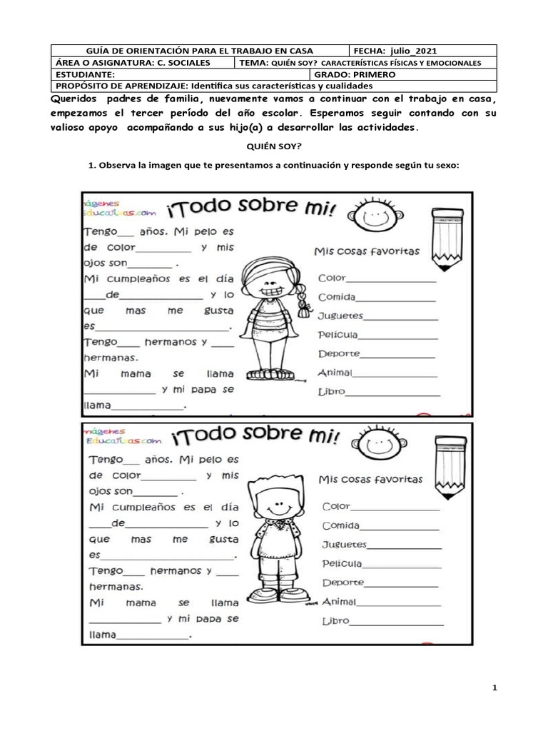 Actividades de Sociales para Primer Grado | PDF | Ira | Las emociones