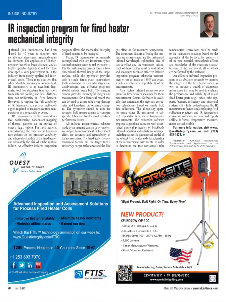 IR Inspection Program For Fired Heater Mechanical Integrity: New ...