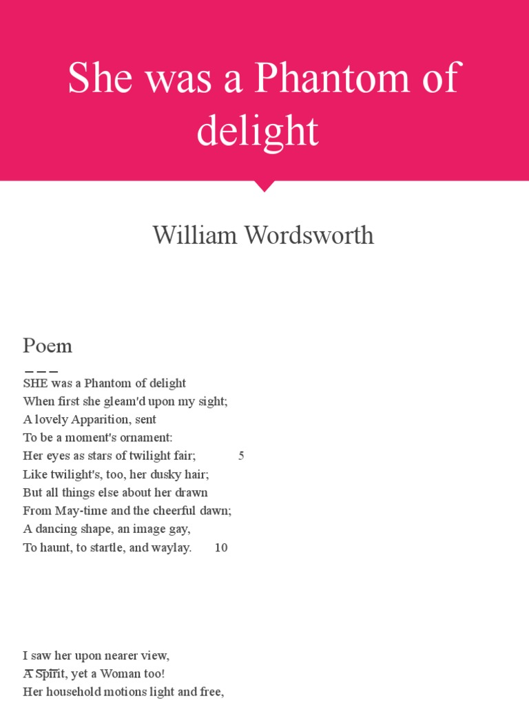 She Was A Phantom of Delight | PDF | Poetry