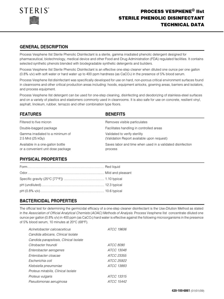 1225 TDS Process Vesphene | PDF | Disinfectant | Sterilization ...