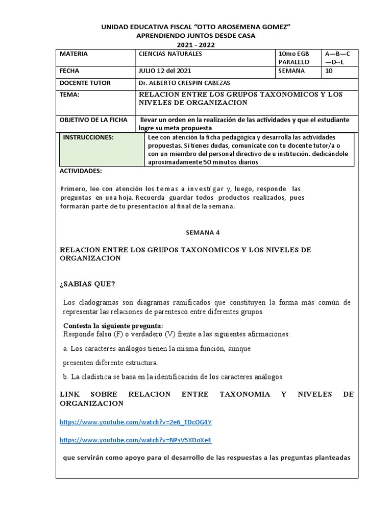Semana 4 Proyecto 1 de CCNN | Descargar gratis PDF | Taxonomía ...