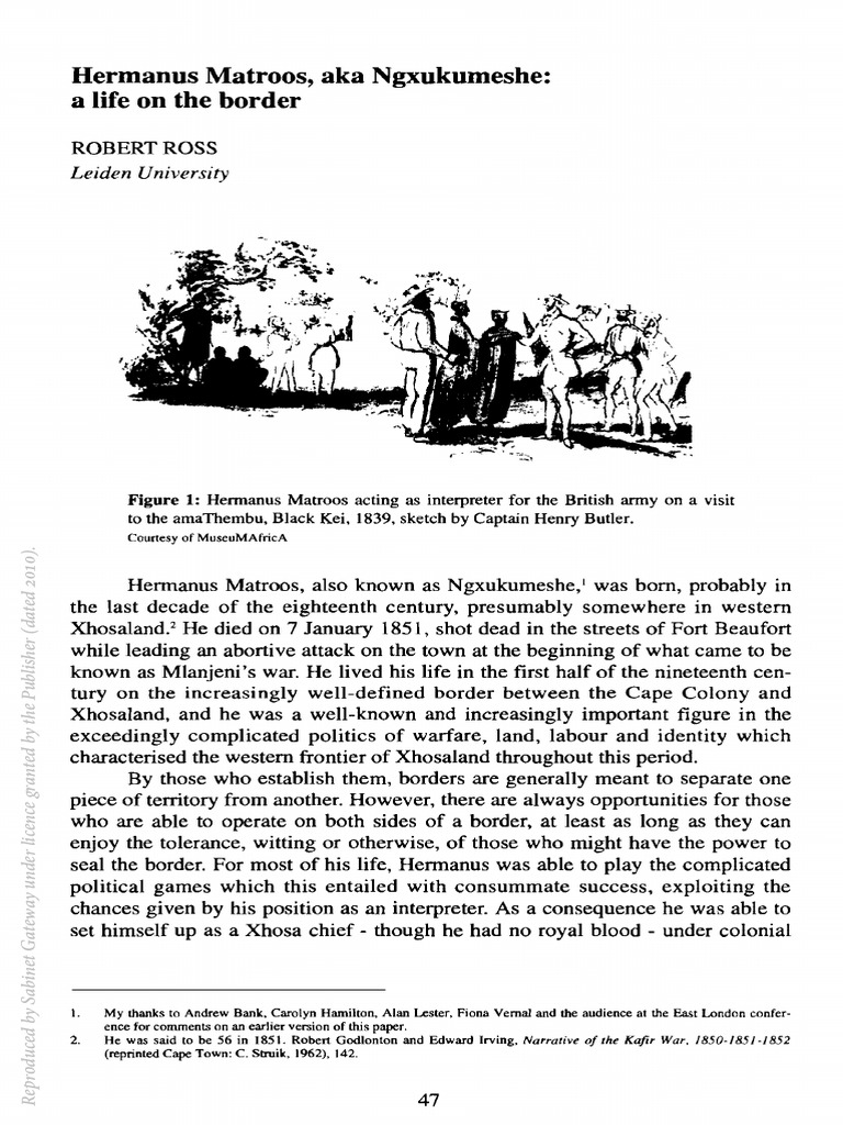 Hermanns Matroos, Aka Ngxnknmeshe: A Life On The Border: Robert Ross ...