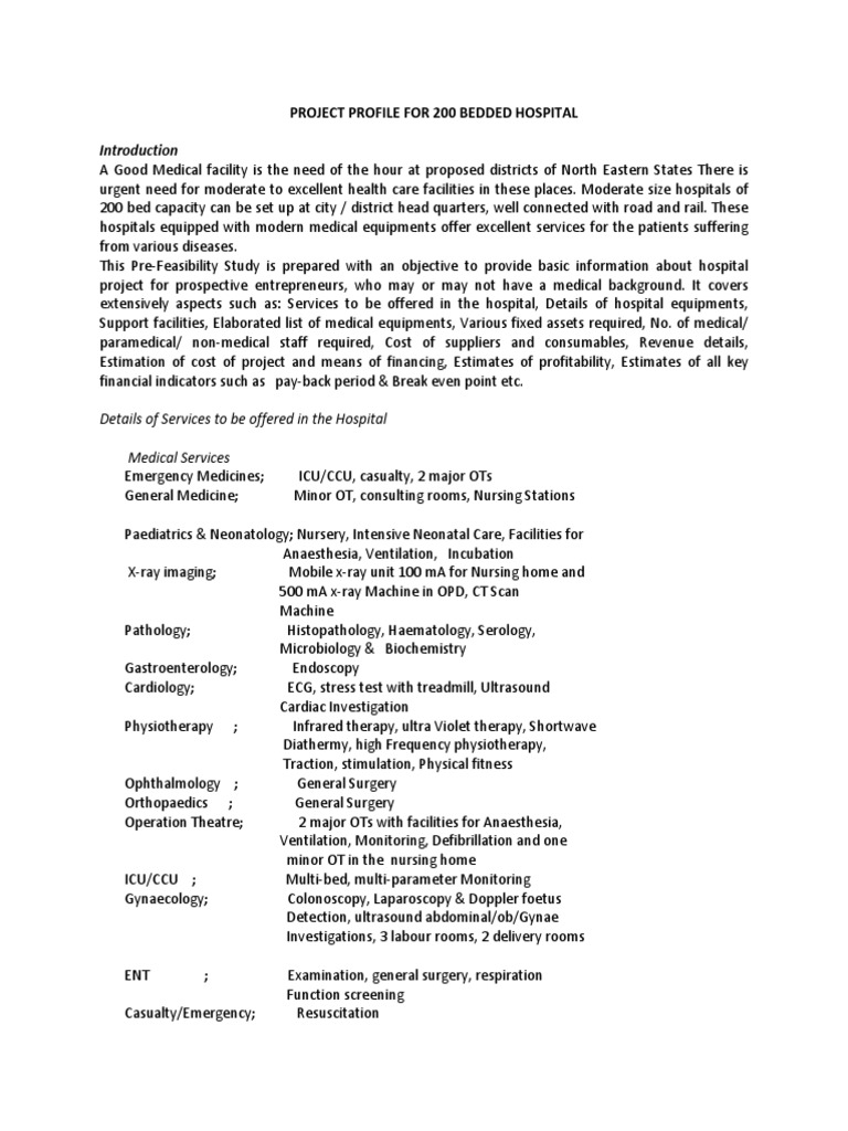 200 Bed Hospital Project Report | PDF
