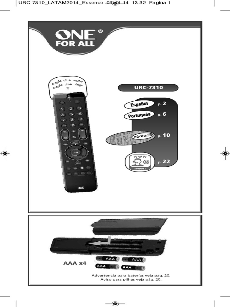 Control ONE FOR ALL TV URC-7310 - LATAM2014 - Essence - Compressed ...