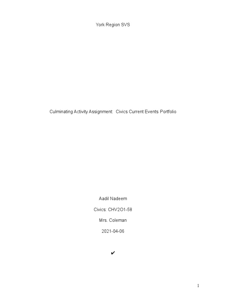 Aadil Nadeem - Culminating Activity Assignment Civics Current Events ...
