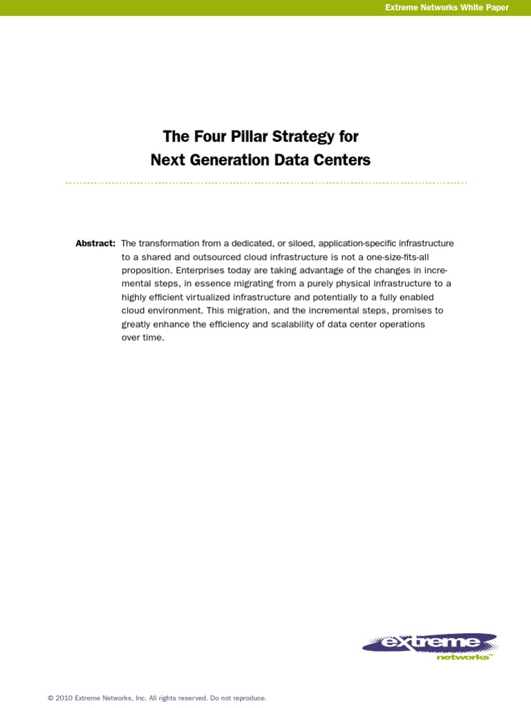 The Four Pillar Strategy For Next Generation Data Centers | PDF | Virtualization | Cloud Computing