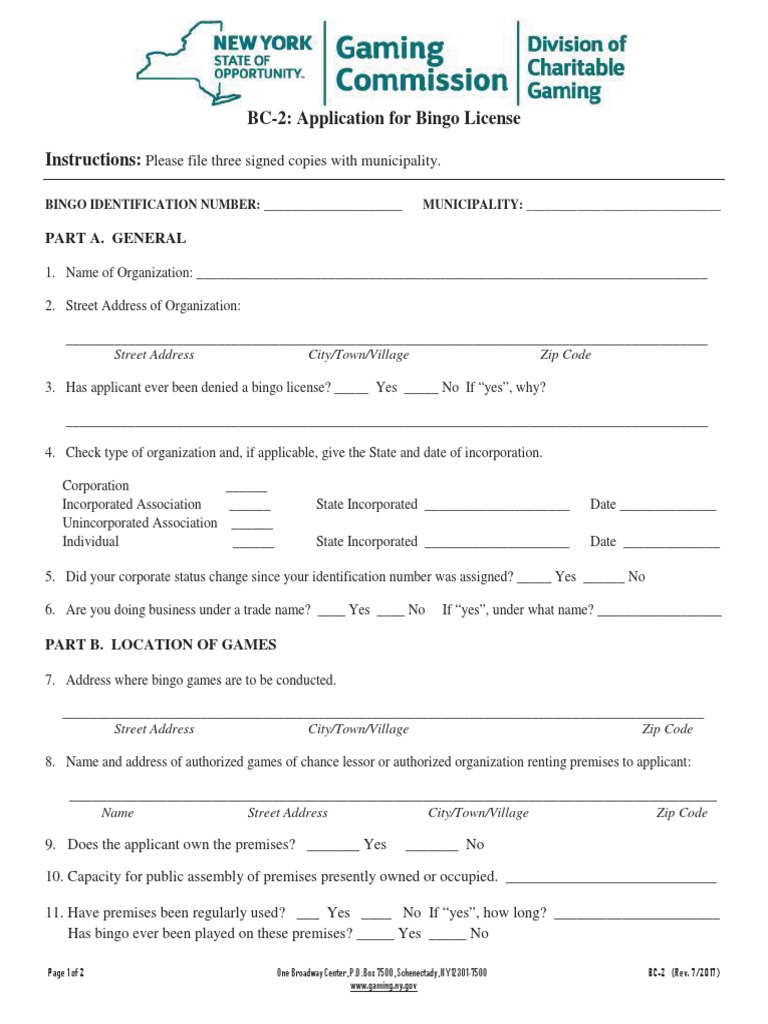 Bingo License Application Form BC-2 | PDF | Justice | Crime & Violence
