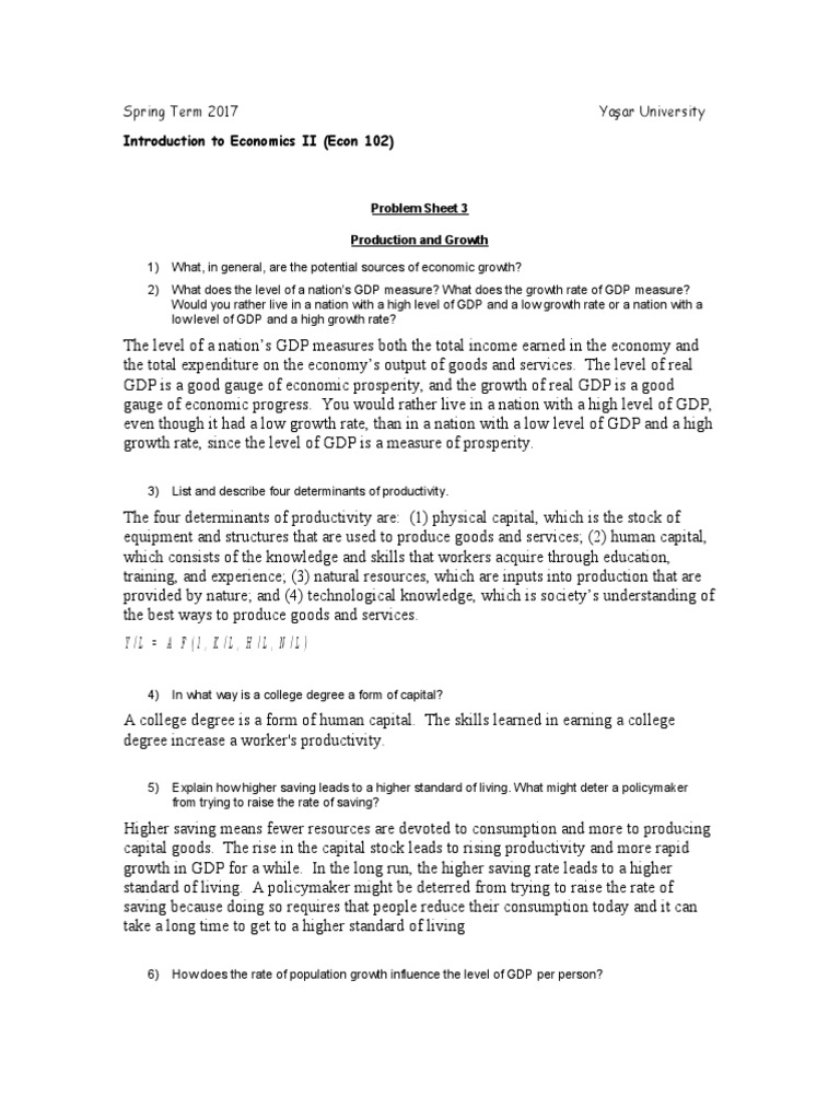 Introduction To Economics II (Econ 102) | PDF | Economic Growth | Gross Domestic Product