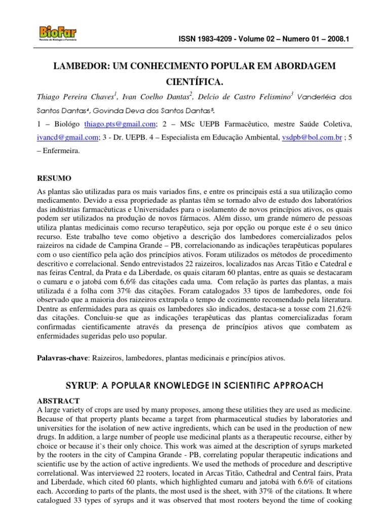 PDF Lambedor | PDF | Bronquite | Brasil