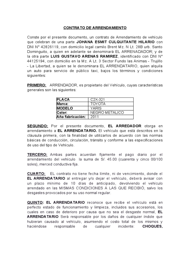 Contrato de Taxi | PDF | Alquiler | Business