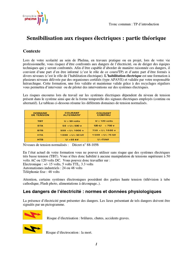 Sensibilisation aux Risques Électriques | PDF | Transformateur électrique | Électromagnétisme