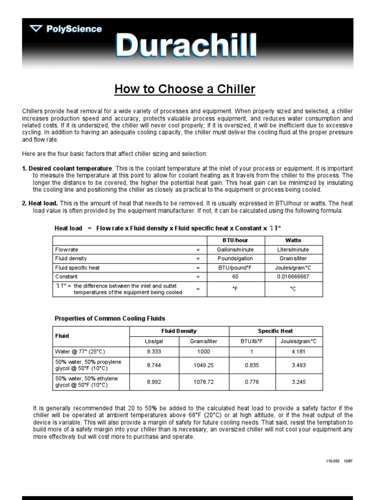 Chiller Selection | Download Free PDF | Heat Exchanger | Heat Transfer