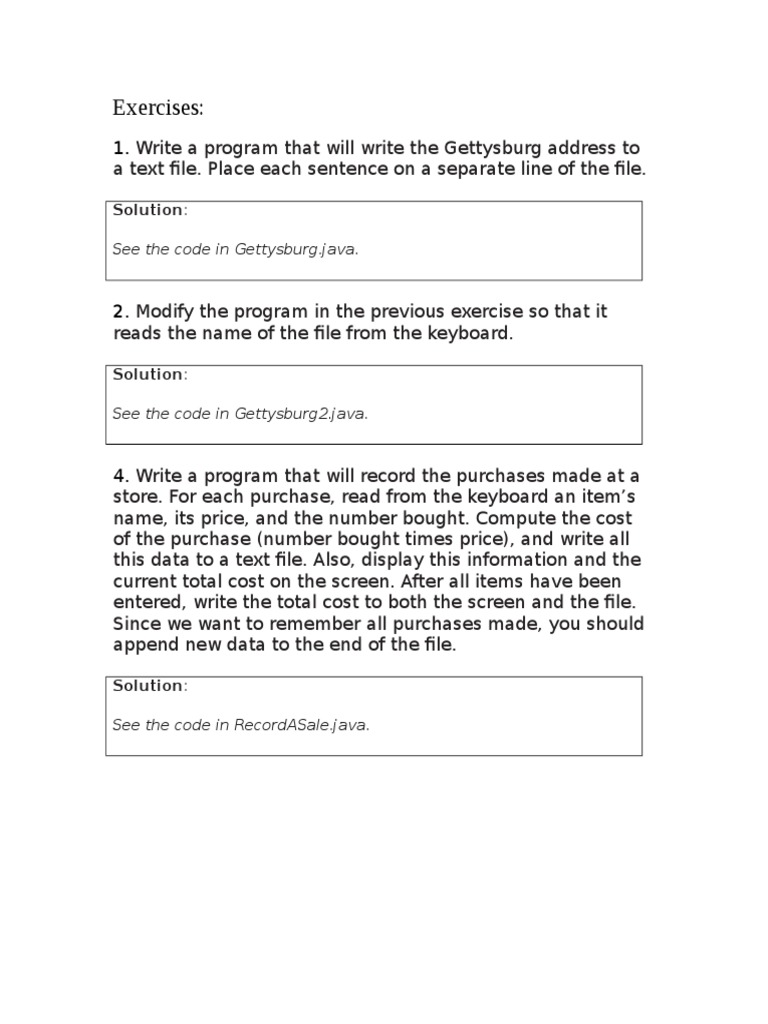 Exercises:: Solution | PDF | Computer File | String (Computer Science)
