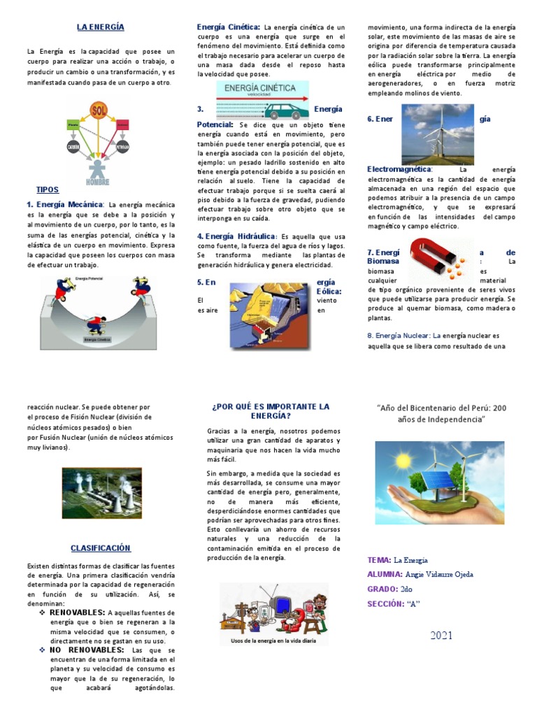 Triptico de La Energia | PDF | La energía nuclear | Energía potencial