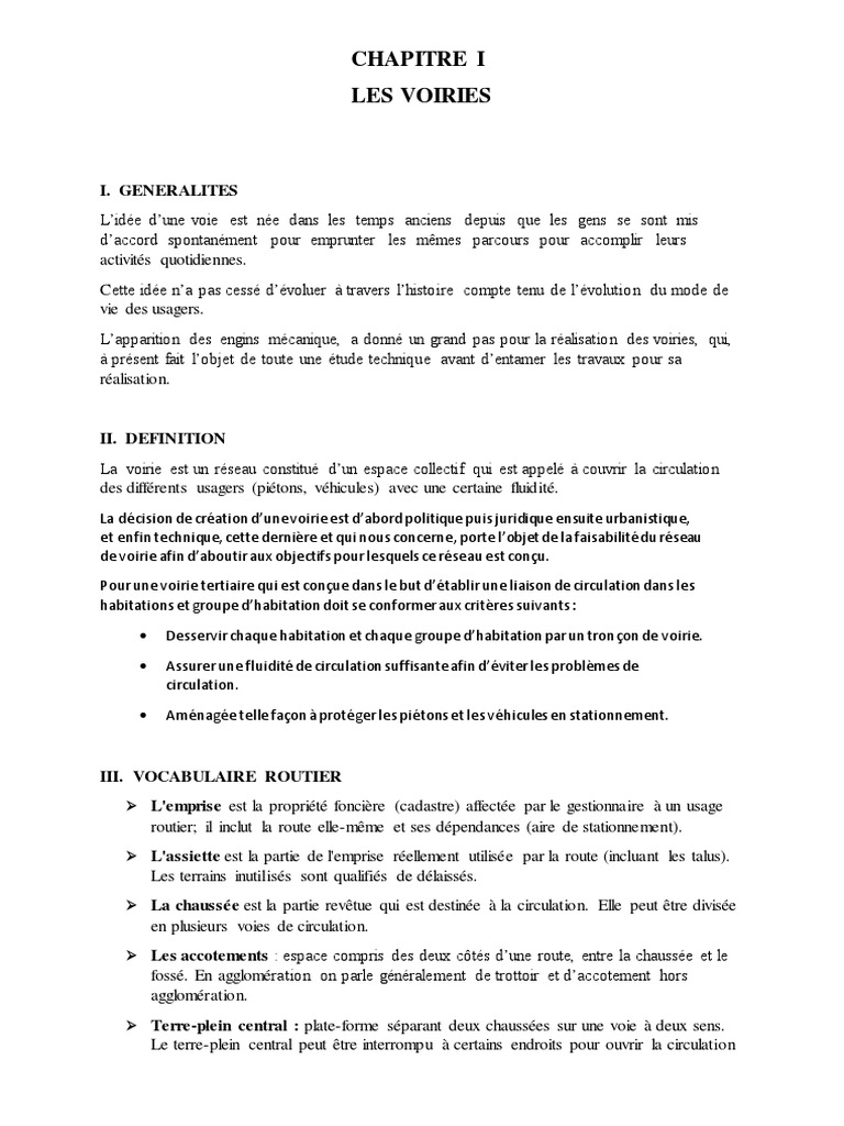 Définition et types de voiries urbaines | PDF | Stationnement | Trottoir