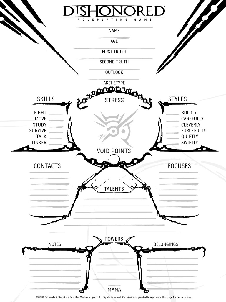 Dis - Interactive - Character Sheet - B - W | PDF