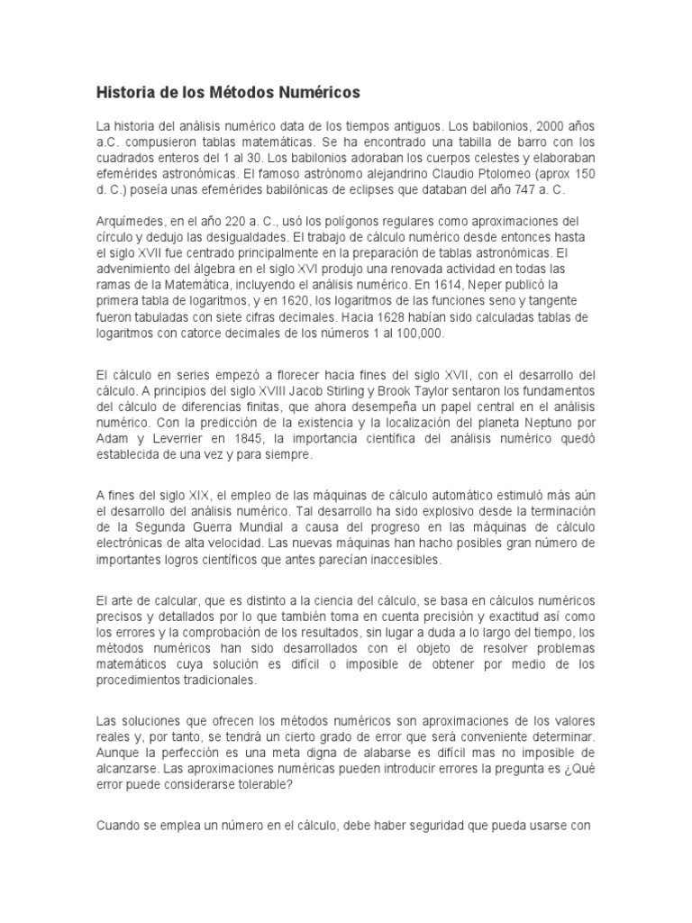 1.1 Importancia de Los Métodos Numéricos | PDF | Análisis numérico | Algoritmos