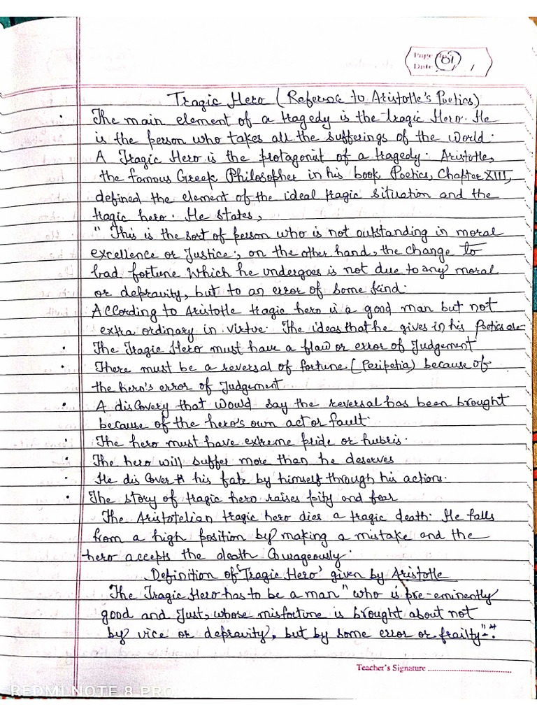 'Tragic Hero' and Its Characteristics in Aristotle's Poetics. | PDF