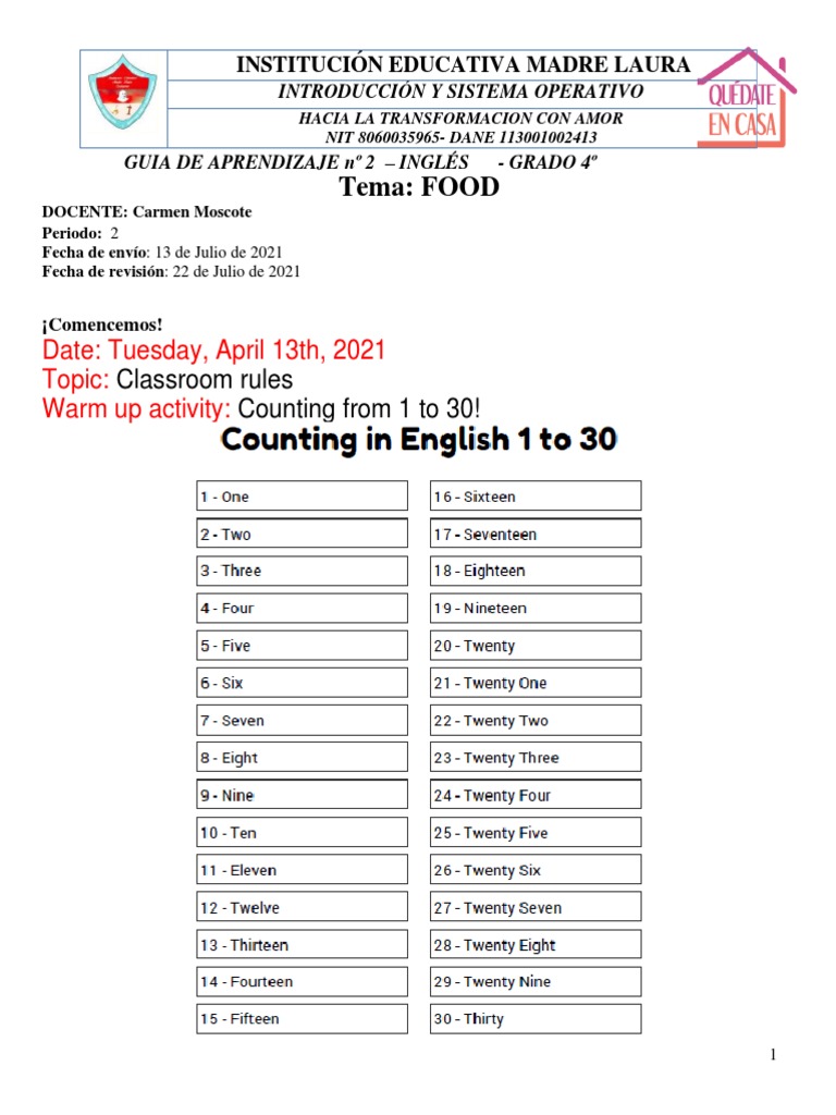 Guía 2 Food | PDF | Comida | Comida y bebida