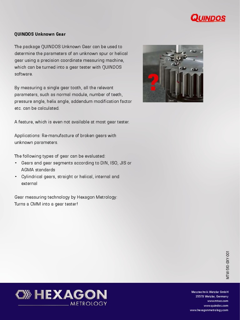 Quindos Unknown Gear: Messtechnik Wetzlar GMBH 35578 Wetzlar, Germany | PDF
