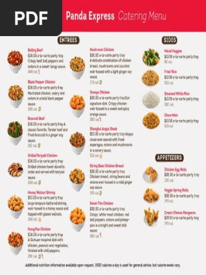 Panda Express Menu Pdf
