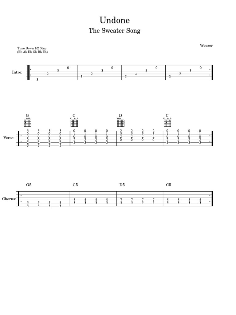 Weezer's "Undone" Guitar Tabs | PDF