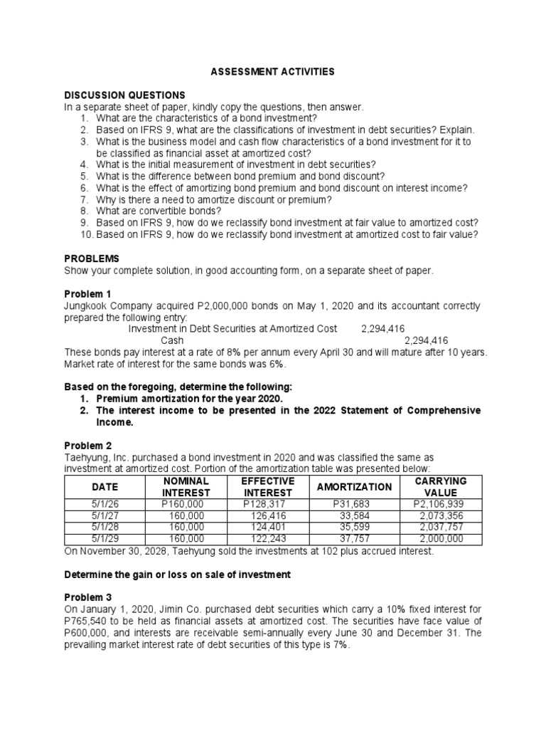 Module 5 - Assessment Activities | PDF | Historical Cost | Bonds (Finance)
