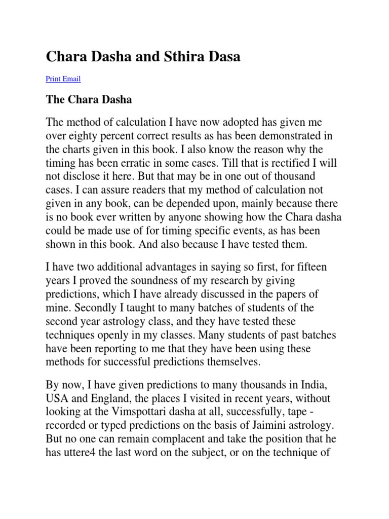 Chara Dasha and Sthira Dasa | PDF | Astrology | Horoscope