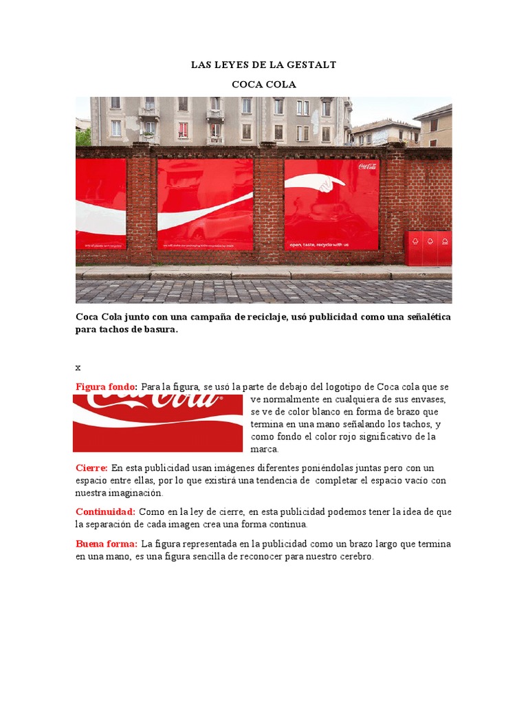 LEYES DE LA GESTALT EN PUBLICIDAD DE COCA COLA | PDF | Coca Cola ...