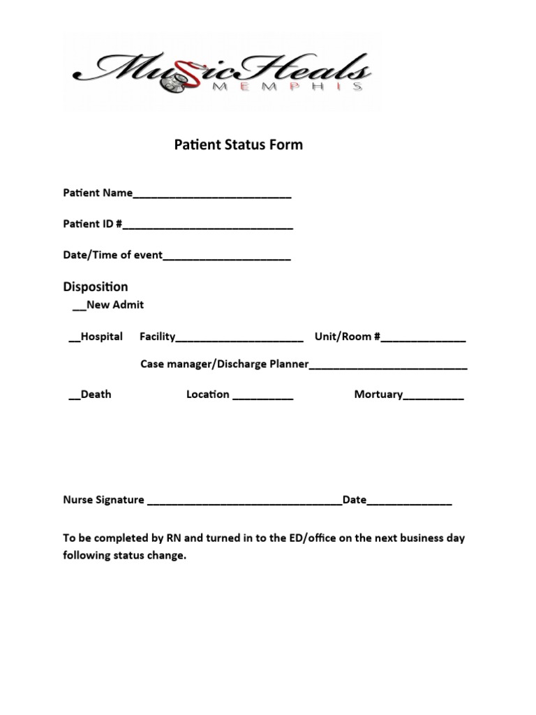 MHM Services Patient Status Form | PDF