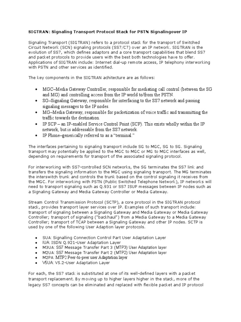 SIGTRAN Telecom Protocol | PDF | Computer Networking | Internet Protocols