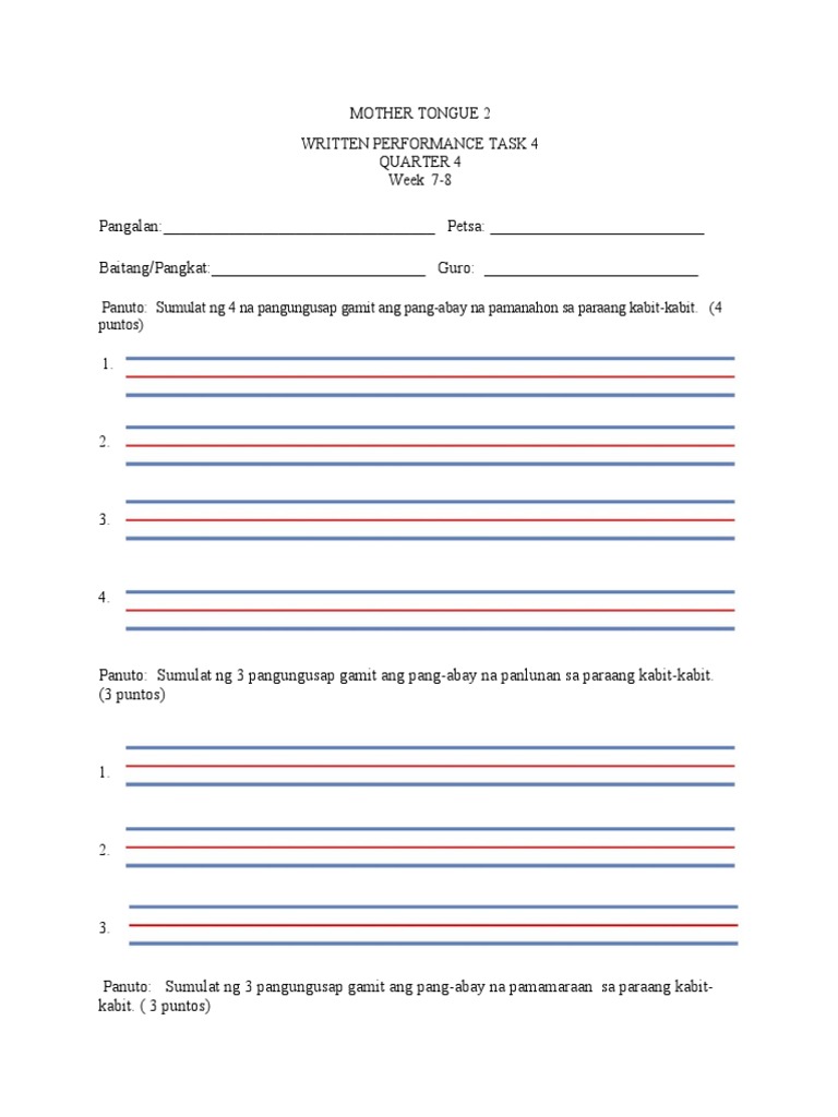 Q4 MTB Performance Task 4 | PDF