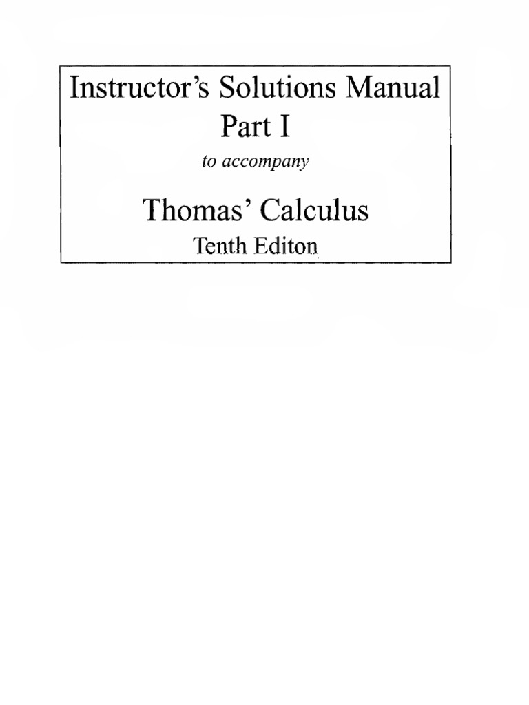 Calculus By Thomas Finney 10th Edition Solution Manual Part I Text