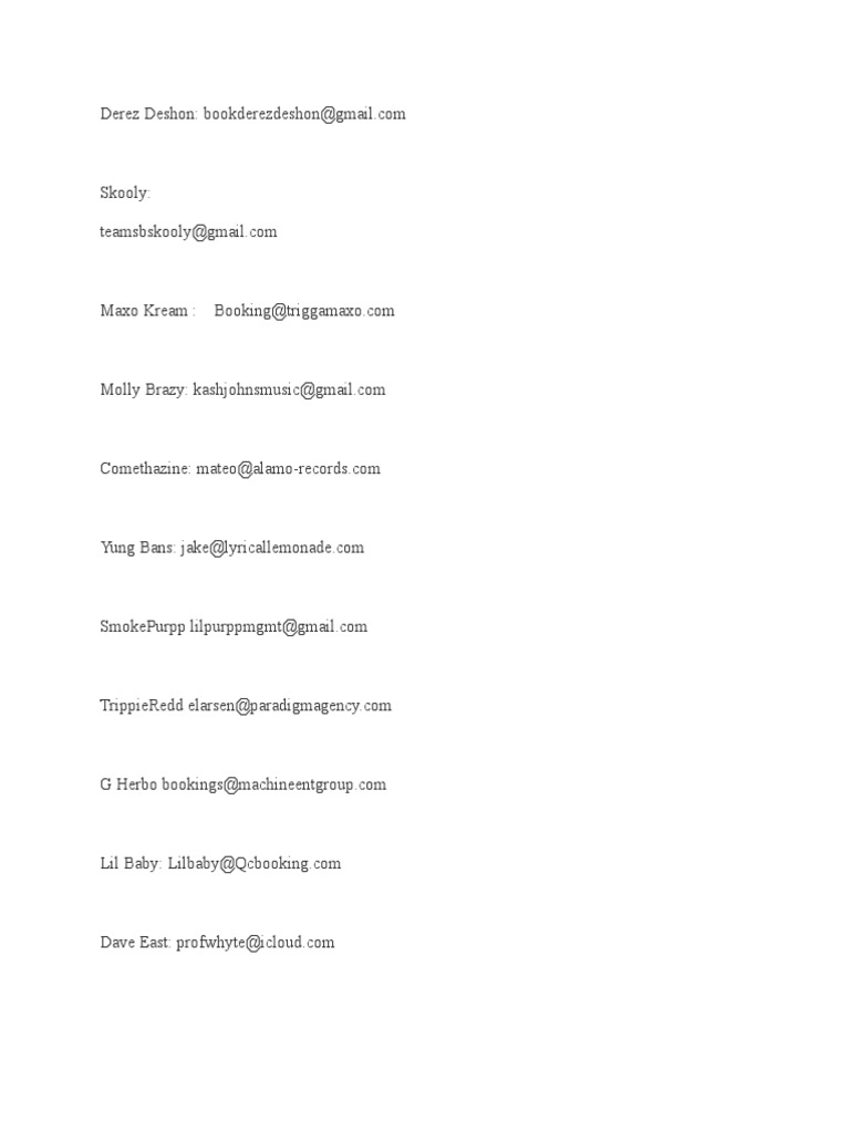 2020 Email List Rapper | PDF | Artists | Musicians