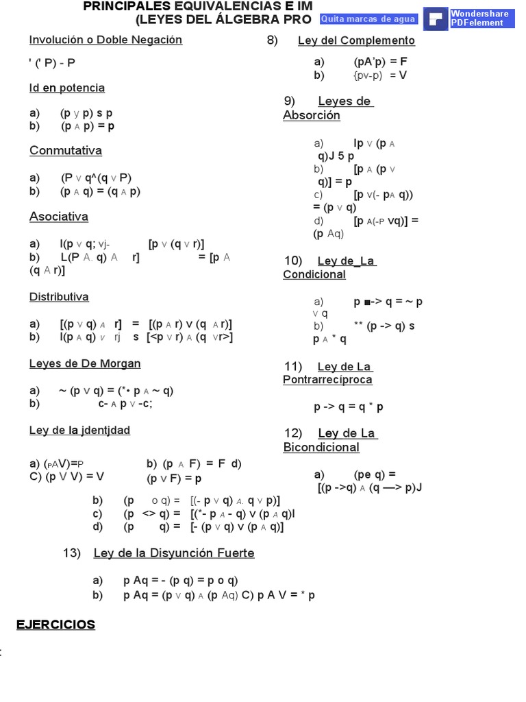 Lógica Proposicional - Conceptos Básicos de Álgebra Pre PDF | PDF ...