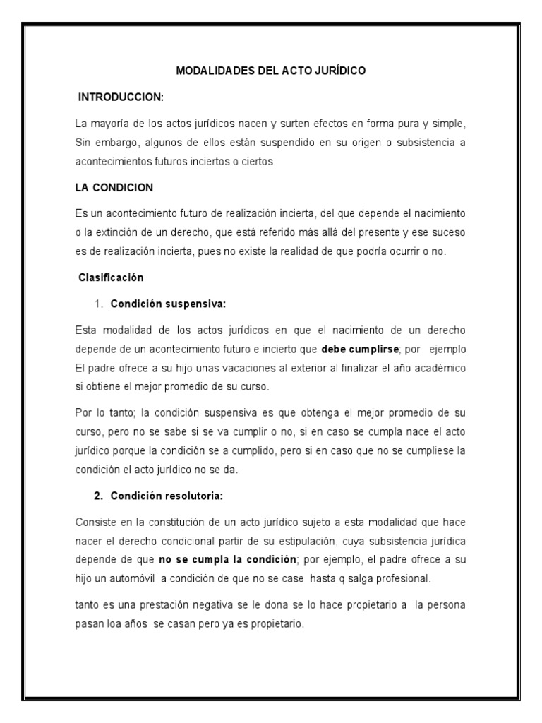 MODALIDADES DEL ACTO JURÍDICO Civil | PDF | Justicia | Crimen y violencia